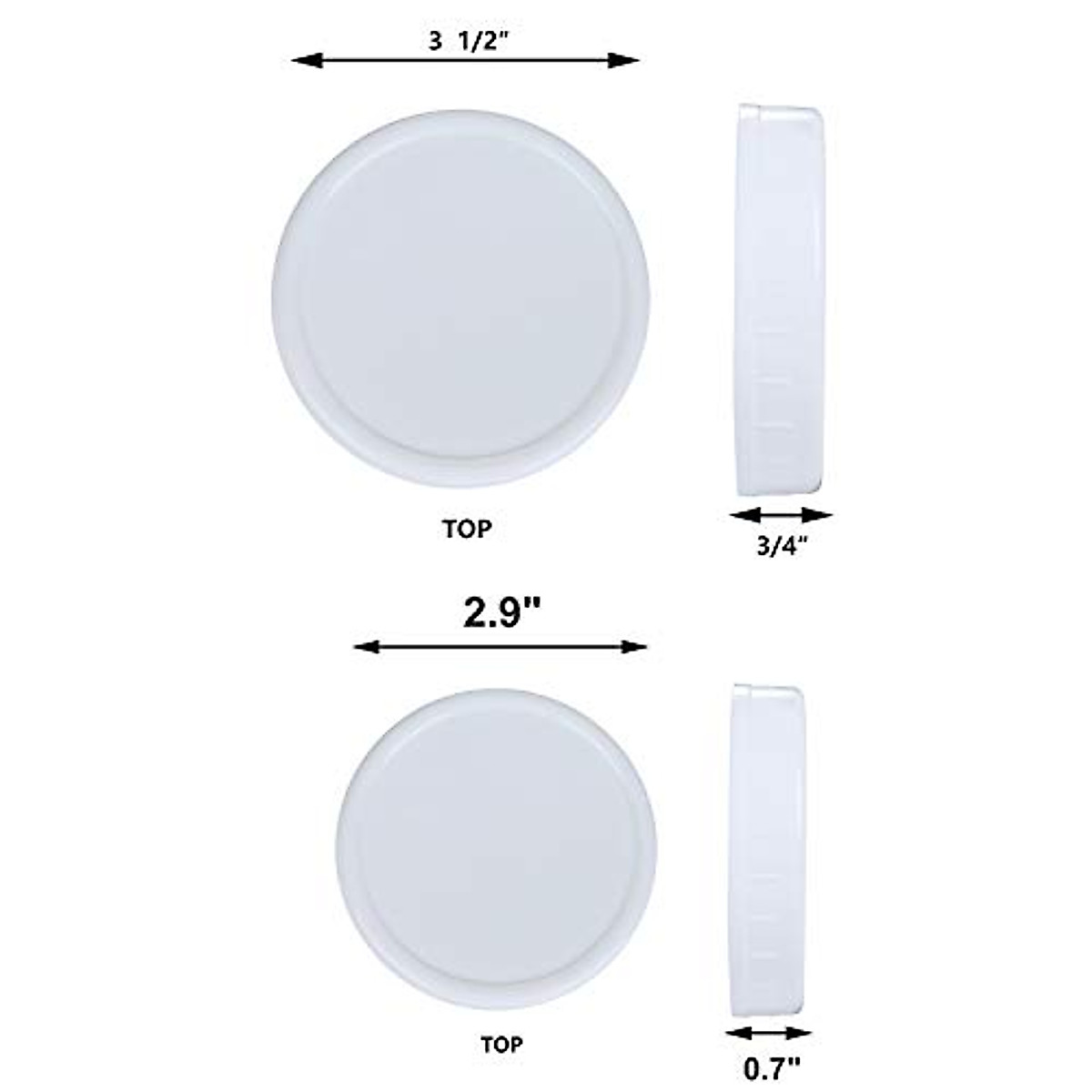 STARUBY 16Pcs Plastic 8 Regular Mouth Lids and 8 Wide Mouth Plastic Storage Caps for Mason Jars, White