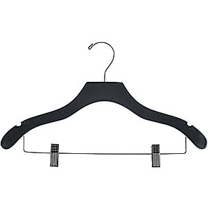 The Great American Hanger Company Wooden Combo Black Finish Hanger with Clips and Notches (Box of 25)