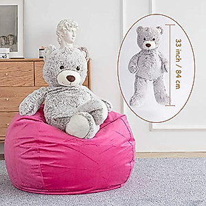 Stuffed Animal Storage Bean Bag Chair Cover Only (No Filler) with Inner Liner for Organizing Children Plush Toy, Memory Foam or Beans, Extra Large Beanbag Replacement Cover, Kids Comfy Stuffie Seat