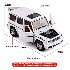 Diecast Model Cars Toy Cars, Benz G350 AMG 1:32 Scale Alloy Pull Back Toy Car with Sound and Light Toy for Girls and Boys Kids Toys (White)