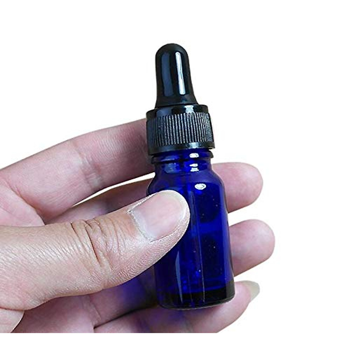 ericotry 6 Pcs Cobalt Blue 0.5 oz / 15 ml Glass Round Dropper Bottles With Glass Droppers Empty Refillable Essential Oil Perfume Aromatherapy Vial Pot Liquid Containers Jars