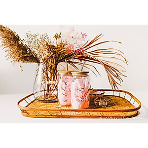 Bride to Be Iced Coffee Cup with Bamboo Lids and Straws | 16 oz Mason Jar Cups | Bridesmaid Proposal Gifts, Bridal Shower Favors, Bachelorette Party Supplies & Bride Tribe | Rose Gold - Set of 6