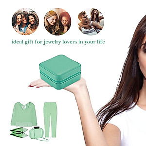 ProCase Small Jewelry Organizer Box for Travel, Portable Mini Jewelry Travel Case with Zipper Mirror for Rings Necklaces Bracelets Earrings, Gift for Women Girl -Teal