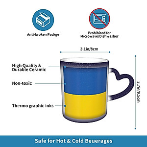 BBEXJIGY Flag of Ukraine Print Thermal Reactive Coffee Mug Ceramic Cups That Change Color with Heat