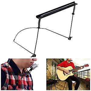 Harmonica Stand 24Hole Metal Harmonica Holder with Adjustable Neck Type Musical Wind Instrument Accessories(Black Silver Gold)(Black)