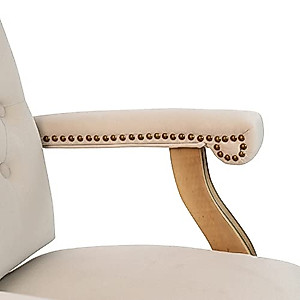 Flash Furniture Traditional Office Chair - Ivory Microfiber Tufted Swivel Office Chair - Home Office Desk Chair with Driftwood Base