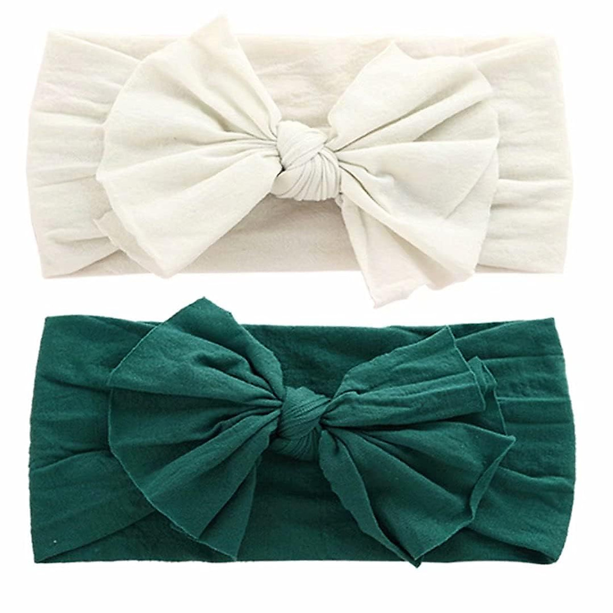 Mookiraer Baby Girls Headbands with Bows Handmade Hair Accessories Stretchy Hairbands for Newborn Infant Toddler Baby Essentials (Solid Nylon 20pcs)