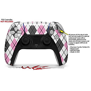 WraptorSkinz Skin Wrap compatible with Sony PS5 DualSense Controller Argyle Pink and Gray (CONTROLLER NOT INCLUDED)