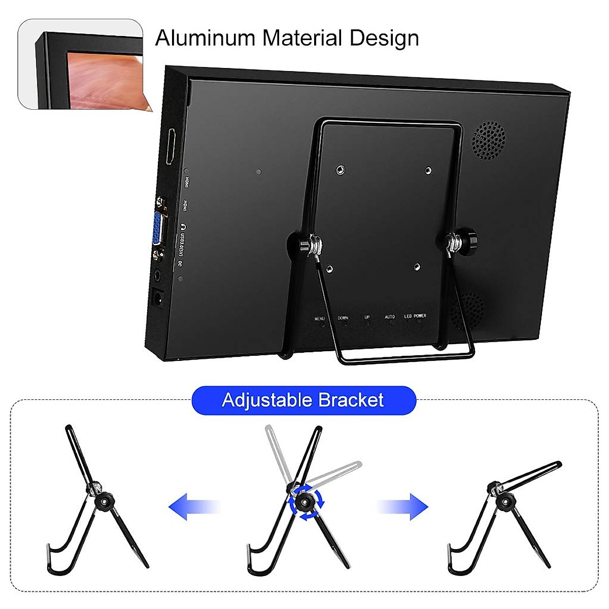 Prechen 11.6 inch Portable Monitor, 1366X768 External Screen for Computer Small Monitor for Laptop PS3 PS4 Raspberry Pi 3 2 1 Windows 7 8 10 System Home Office,Build in Speaker,60hz