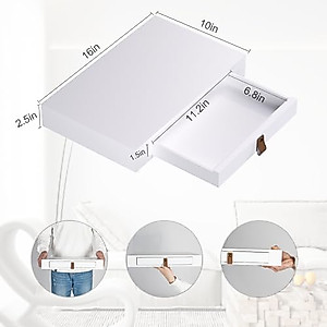 Bloddream Floating Shelf with Drawer, 16", White