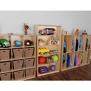 Contender 4-Shelf Classic Baltic Birch Book Shelf, Wooden Wall Organizer for Books, Toys Office and Kids Supplies, Natural, Greenguard Gold Certified