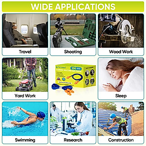 TICONN 100 Pairs Reusable Silicone Ear Plugs for Sleeping Noise Cancelling, 25dB NRR Corded Earplugs for Study Concentration Travel (100 Pairs)