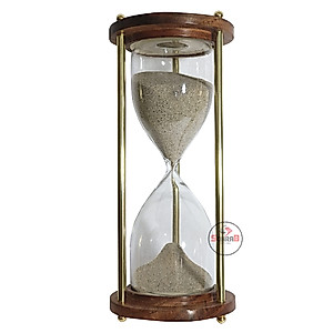 Rosewood Brass Hourglass with Qoute 7 inches 30 Minute Sand Timer | Sand Clock | Timer with Sparkling Natural Sand for Home & Kitchen Office Table Desk