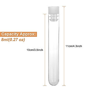 120Pcs Plastic Test Tubes with Lids and Rack, 16x100mm(10ml) Test Tubes with Cap and Holder Rack, Test Lab Tube for Scientific Experiments, Candy, Beads, Liquid Storage, Party Decor