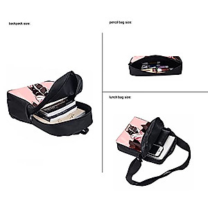 Konbeases Anime Demon Slayer BookBags 3-Pcs Set, Durable Waterproof Multifunction Lightweight Bag, School Backpack for Girls Ladies-Kamado Nezuko F