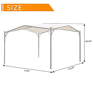 Joyside 11.5FT x 11.5FT Pergola for Outdoor, Patio Gazebo with Metal Frame and Top Canopy, Backyard Sun Shelter with Sun Shade on Top, Pergola with Sturdy Structure for Lawn, White
