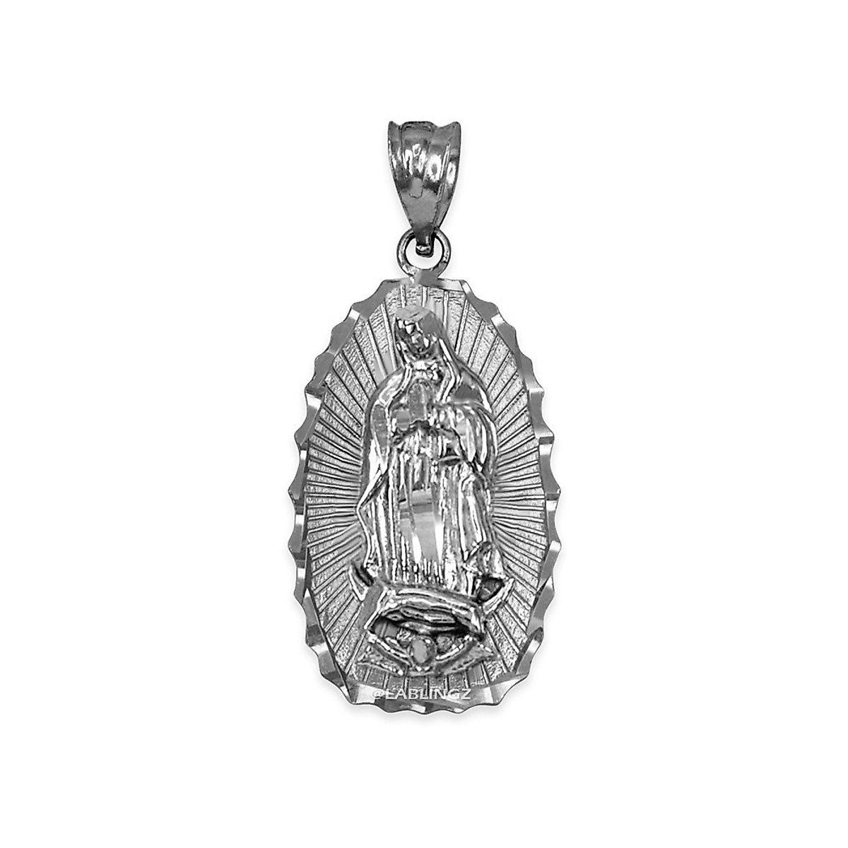 LA BLINGZ Sterling Silver Lady Guadalupe DC Pendant