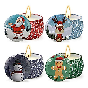 Christmas Scented Candles Gifts Sets for Women, Aromatherapy Candle for Home Scented, 5.65oz Soy Wax Portable Travel Tin Jar Candles for Mother Birthday Bath Yoga, 4 Pack