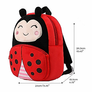BEFUNIRISE Toddler Backpack for Boys and Girls, Cute Soft Plush Toddler Bag Animal Cartoon Small Mini Backpack Little For Kids 1-6 Years (ladybug)