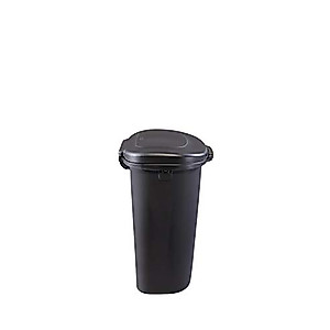 Rubbermaid Commercial Products Touch Top Trash Can/Wastebasket with Lid, 13-Gallon, Small Black Garbage Bin for Home/Kitchen/Bathroom/Bedroom/Office