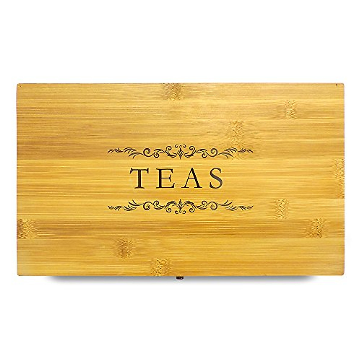 Cookbook People Multikeep Adjustable Tea Box 128 Tea Bag Storage Organizer Bamboo Latching Lid (Tea Filigree)