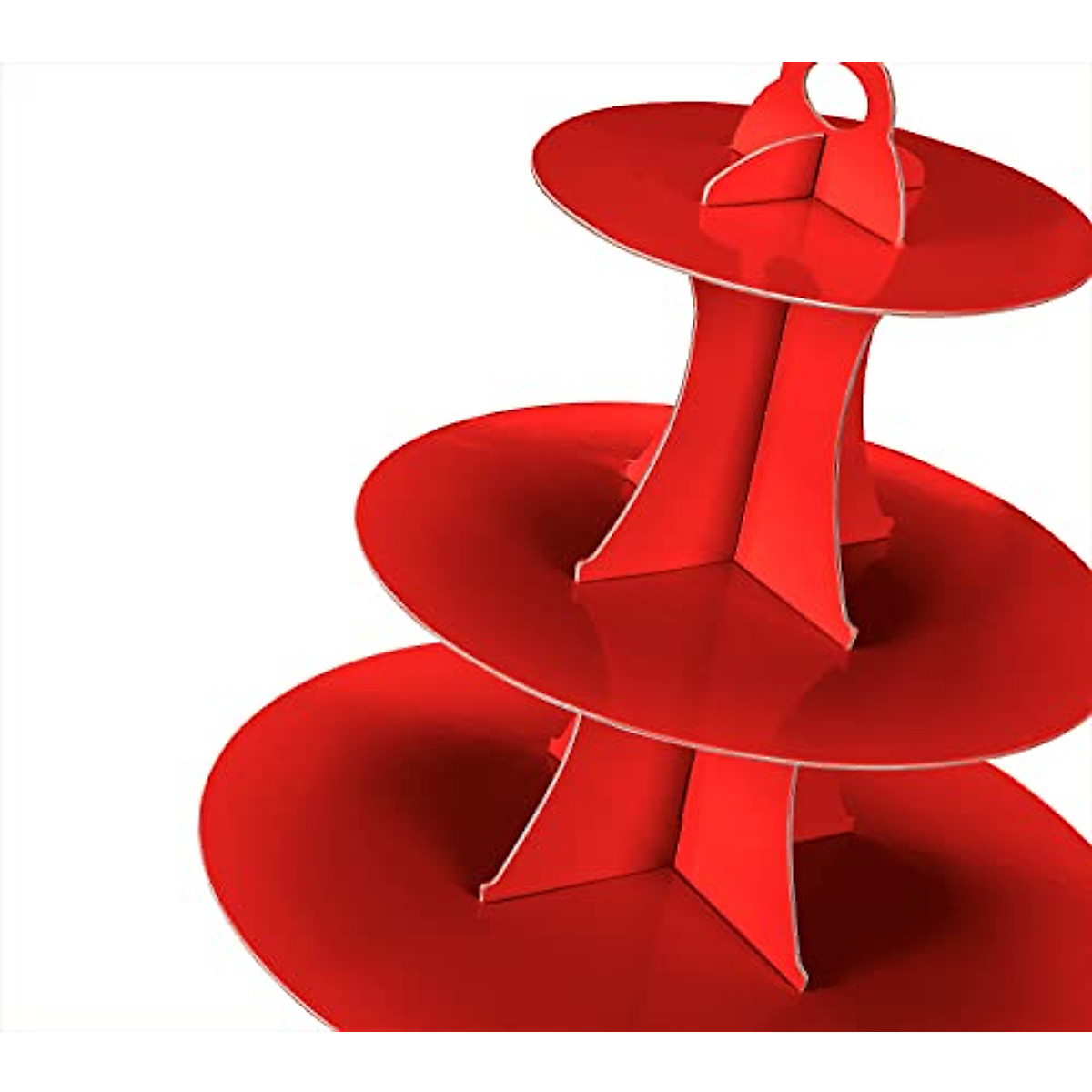 YLDW 3-Tier Cupcake Stand, Cake Stand Holder, Tiered DIY Cupcake Stand Tower for Dessert Table Displays, Birthday Theme Party Favors Decoration, Floral Tea Party, 12" W x 12.8" H, Red