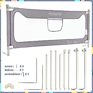 FAMILL Toddlers Bed Rail, Bed Rails for Toddlers for Queen King Bed, Baby Bed Rail Guard, Bed Rails for Queen King Mattress Bed,(Grey,1 Piece, 74.8")