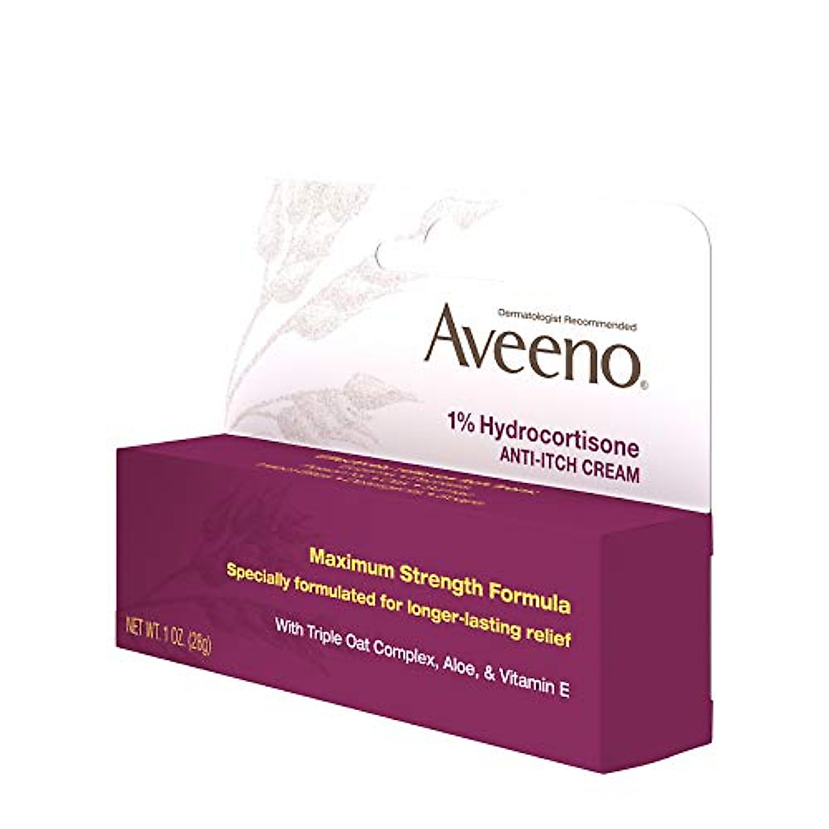 Aveeno Maximum Strength 1% Hydrocortisone Anti-Itch Cream, Triple Oat, Aloe & Vitamin E for Itch Relief from Eczema, Psoriasis, Insect Bites, Poison Ivy, Oak & Sumac & Detergents, 1 oz