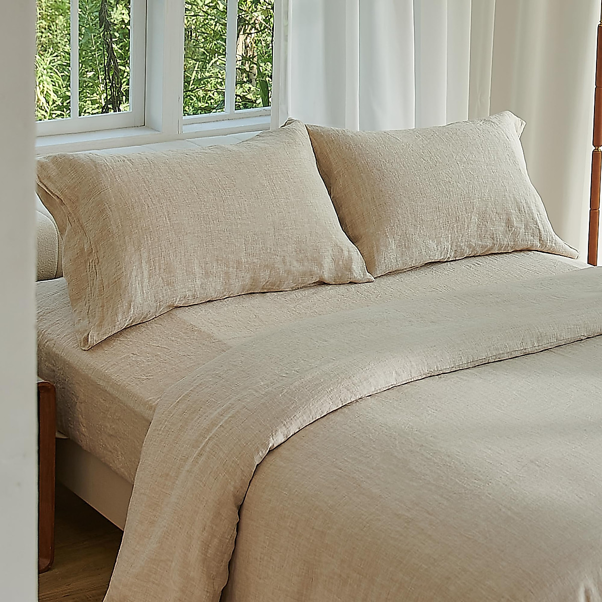 cebihy 100% Linen Duvet Cover Set King 3 Pieces, French Normandy Flax Linen, Cooling, Soft, and Breathable Linen Bedding Set - 1 Duvet Cover 90"x 104", 2 Pillowcases 20"x 40", Natural Linen