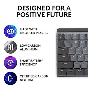 Logitech MX Mechanical Wireless Illuminated Performance Keyboard, Linear Switches, Backlit Keys, Bluetooth, USB-C, macOS, Windows, Linux, iOS, Android - With Free Adobe Creative Cloud Subscription