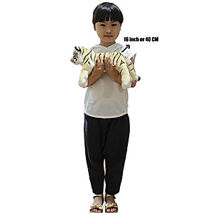 TAGLN The Jungle Animals Stuffed Plush Toys Tiger Leopard Panther Lioness Pillows (Brown Tiger, 16 Inch)