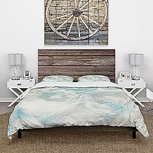 DesignQ Pale Blue Shade III Nautical & Coastal Duvet Cover Set, Blue Duvet Cover Set Queen, Cottage Bedding Set of 3 Pieces, All Season Nautical & Coastal Bedding Sets Queen