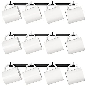 Dahey Mug Holder Metal Coffee Mug Rack Wall Mounted with 12 Mug Hooks, Set of 3, Mug Display Rack Cup Holder Storage for Kitchen Dining Room Coffee Bar, Black