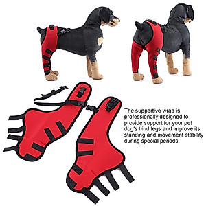 GLOGLOW 1 Pair Dog Hind Leg Braces, Dog Rear Leg Hock Wraps Canine Elbow Protector for Ligament Injuries Sprains(Red L) Boots