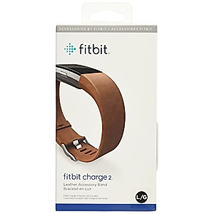 Fitbit Charge 2 Accessory Band, Leather, Cognac, Large