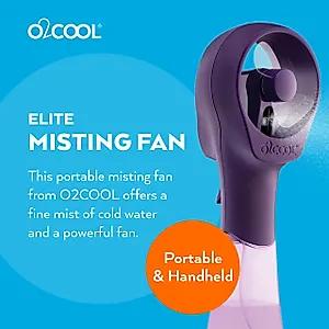 O2COOL Elite Battery Powered Handheld Water Misting Fans (Purple)