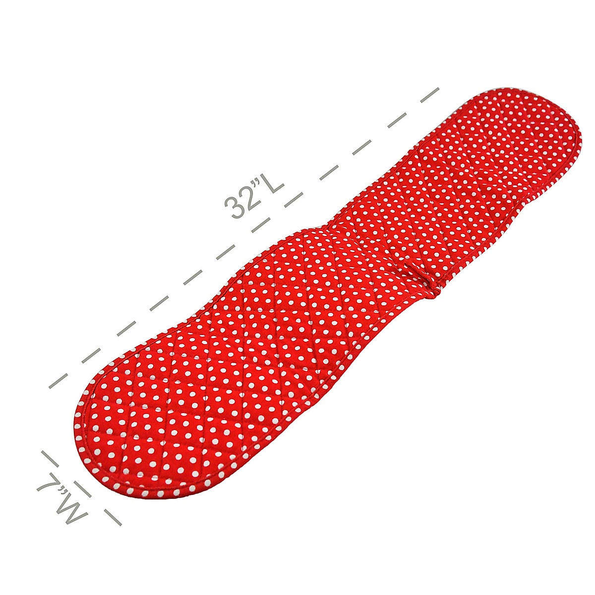 Home-X Red Polk Dot Double Oven Mitt for Cooking and Serving, Heat Resistant, Extra Long Potholder, Oven Gloves to Protect Hands and Arms, Machine Washable -32”L
