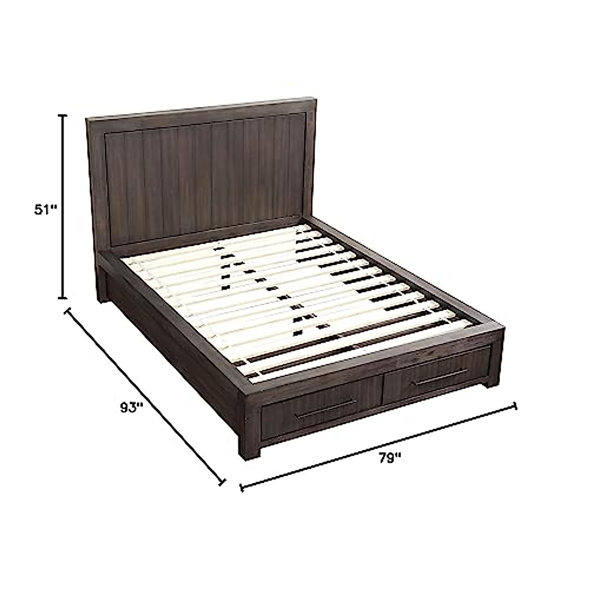 Modus Furniture Solid Wood Footboard-Storage Bed, California King, Heath - Basalt Grey