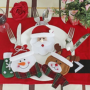 Weimay 1Pcs Christmas Dinner Table Decorations Tableware Holder Christmas Socks Decorations Mini Christmas Stockings Knife Spoon Fork Bag for Xmas Party Dinner Table Decoration