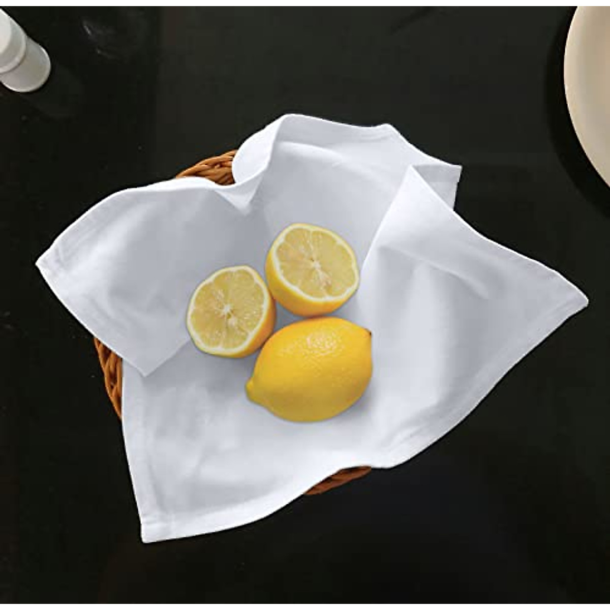 RUVANTI Flour Sack Towels 12 Pack 28"x28", Ring Spun 100% Cotton Flour Sack Dish Towels, Machine Washable, Absorbent Tea Towels - Flour Sack Kitchen Towels for Drying & Cleaning - White