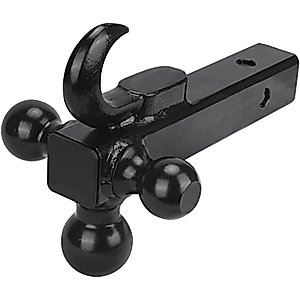 2" Tri Ball Trailer Hitch Mount with Tow Hook & Pin，Tri-Ball (1-7/8", 2", 2-5/16")，for Pickup Truck Tow Hitch Receiver