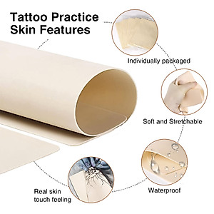 Tattoo Practice Skin with Transfer Paper, Urknall 30PCS Fake Skin and Tracing Paper Kit Including 10PCS Double Sided Skin and 20PCS Stencil Paper for Tattoo Practice Tattoo Supplies