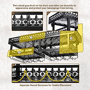 Upyouths 2 Tier Wall Mounted Wine Rack, Metal Hanging Wine Rack, Storage Shelf Glass Hanging Holder, Hanging Floating Bar Liquor Shelves, Bottle Holder Storage Shelves Glass Rack