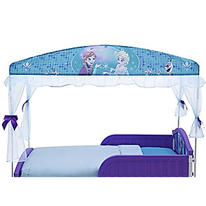 Delta Children Canopy Toddler Bed, Disney Frozen + Twinkle Galaxy Dual Sided Recycled Fiber Core Toddler Mattress (Bundle)