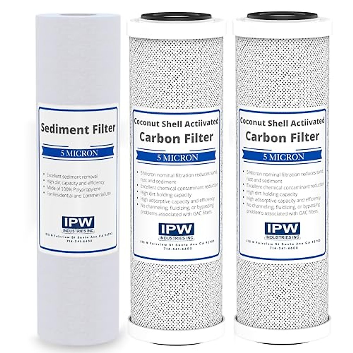 Replacement Filter Kit Compatible with Krystal Pure KR10 RO System - Includes Carbon Block Filters & Polypropylene Sediment Filter