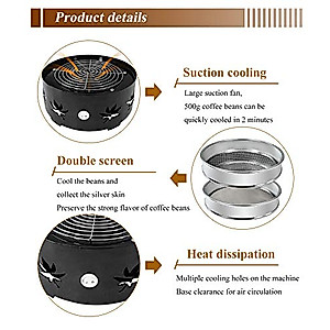 JIAWANSHUN 1.1lb Coffee Bean Cooler Electric Coffee Beans Cooling Machine No Chaff for Home Coffee Use (110V, black)