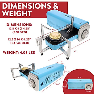 GasOne GS-8300 - Camp Stove Compact Butane Stove with Carrying Case - Foldable Portable Stove