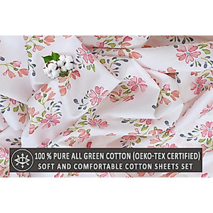 RUVANTI 100% Cotton Full Size Bed Sheets, 4 Pieces, Soft & Breathable Percale Weave Bedding, Deep Pocket 16", Hotel Standard, Crisp Cool Feel, Durable, Perfect Sheet Set Floral, Bloomex