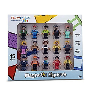 Playmags Magnetic Figures-Community Figures Set of 15 Pieces - Play People Perfect for Magnetic Tiles - STEM Learning Toys Children - Magnetic Tiles Expansion Pack
