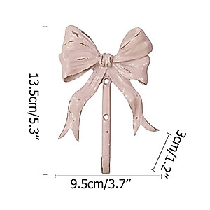 BOOMLATU Shabby Chic Large Wall Mounted Bow Coat Hook,Decorative Pink Wall Hook for Scarf, Bag, Towel, Hat etc for Living Room Kitchen Bathroom Office Pack of 2